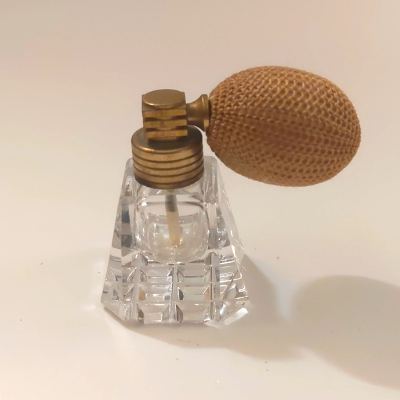 Bath & Body | Vintage Clear Cut Glass Atomizer Gold Pump Perfume Bottle ...